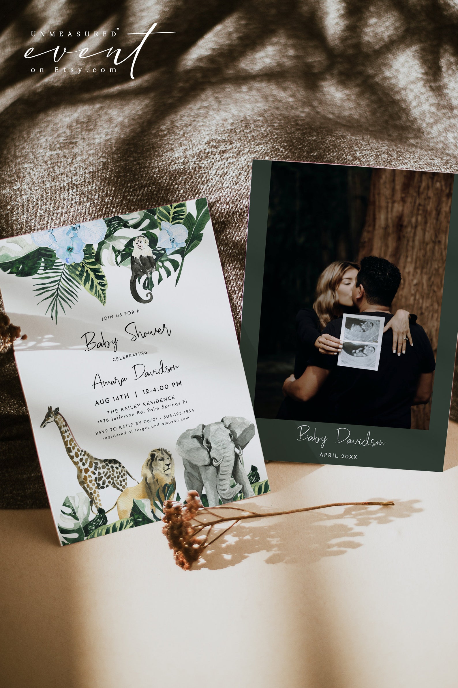 AMARA Boy Safari Baby Shower Invitation Template Set Jungle - Etsy