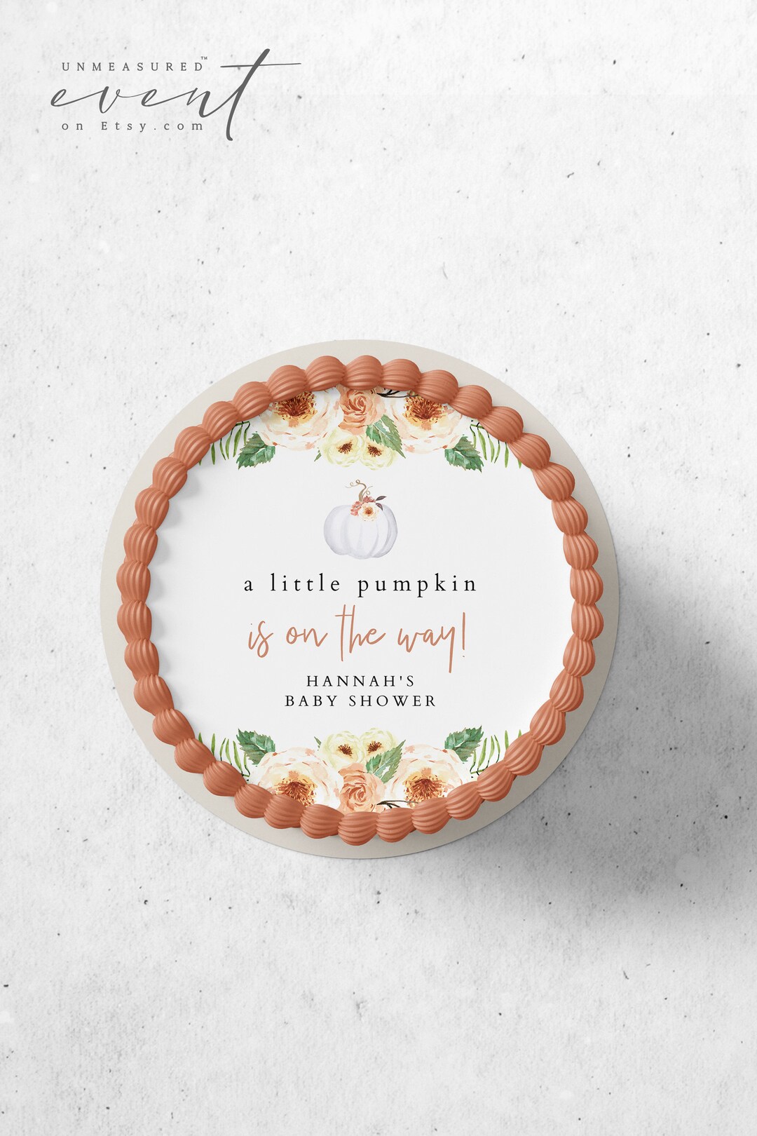 AMBER Pumpkin Cake Topper TEMPLATE, Printable Baby Shower Cake Topper ...