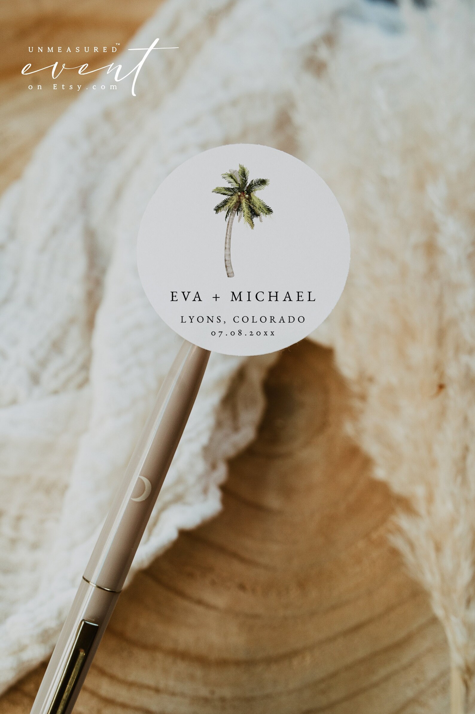 MONA Palm Tree Round Favor Tag Template Square Favor Tag - Etsy