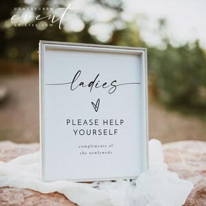 Modern Ladies Room Sign Template, Minimalist Wedding Bathroom Sign ...