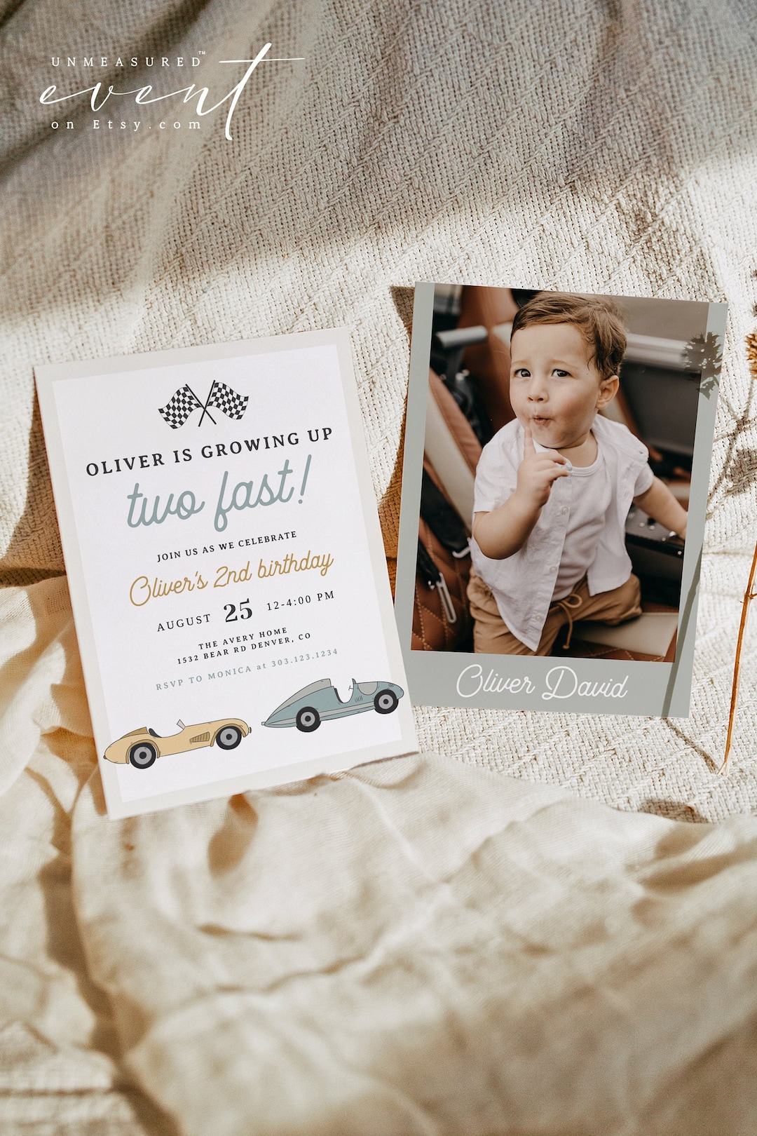 MAVERICK Two Fast Birthday Invitation Template, Race Car 2nd Birthday ...