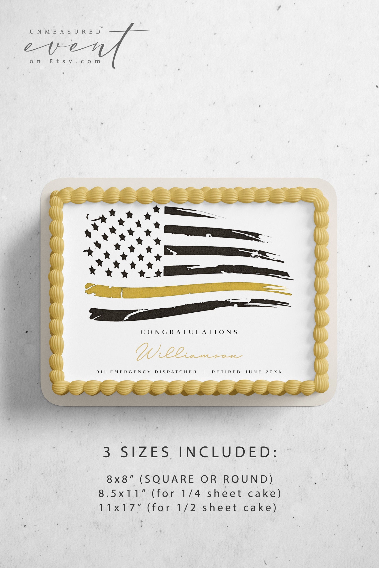 Thin Gold Line Cake Topper TEMPLATE Dispatcher Retirement | Etsy