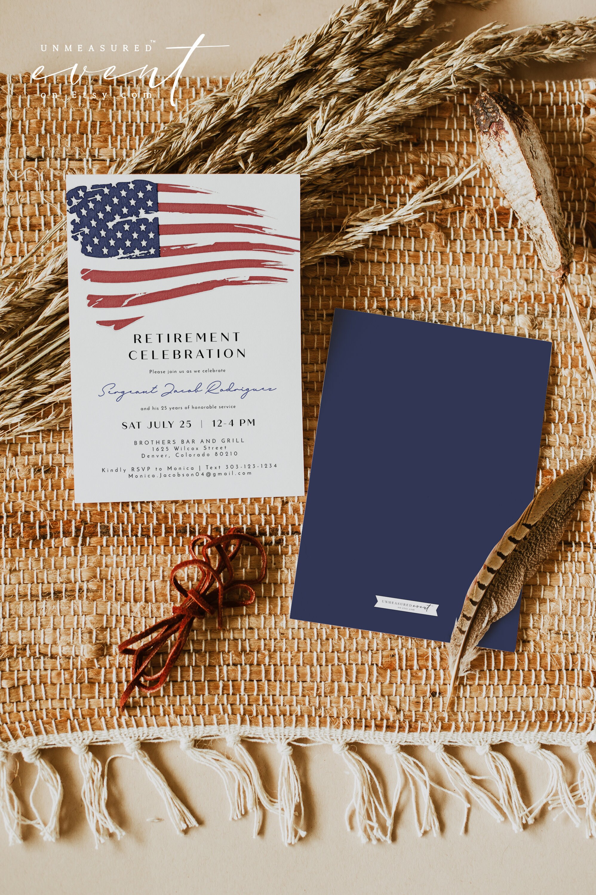 AMERICAN FLAG Retirement Party Invitation Template, Military Retirement ...