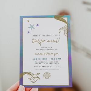 SIREN Mermaid Bridal Shower Invitation Template She's Trading Her Tail ...
