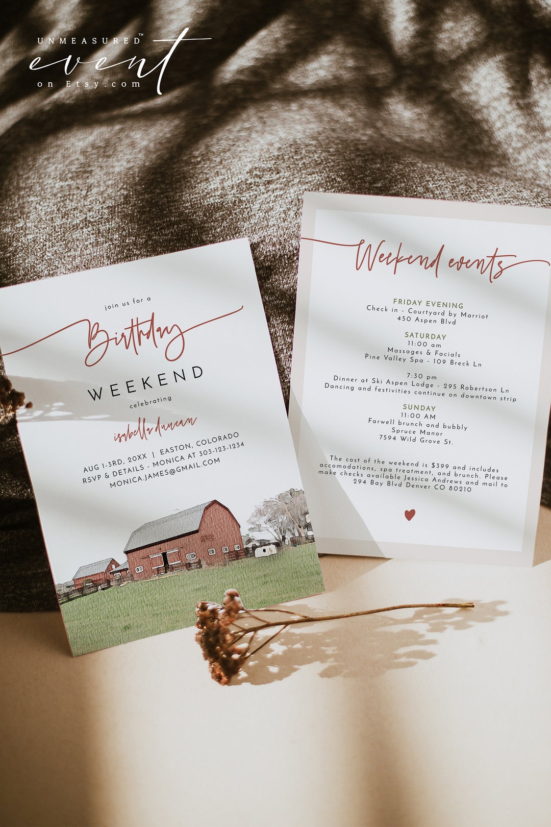 Farm Birthday Weekend Invitation Template, Farm Weekend Itinerary ...