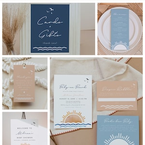 OCEANSIDE Surf Baby Shower Welcome Sign Template Tropical Beach Baby ...