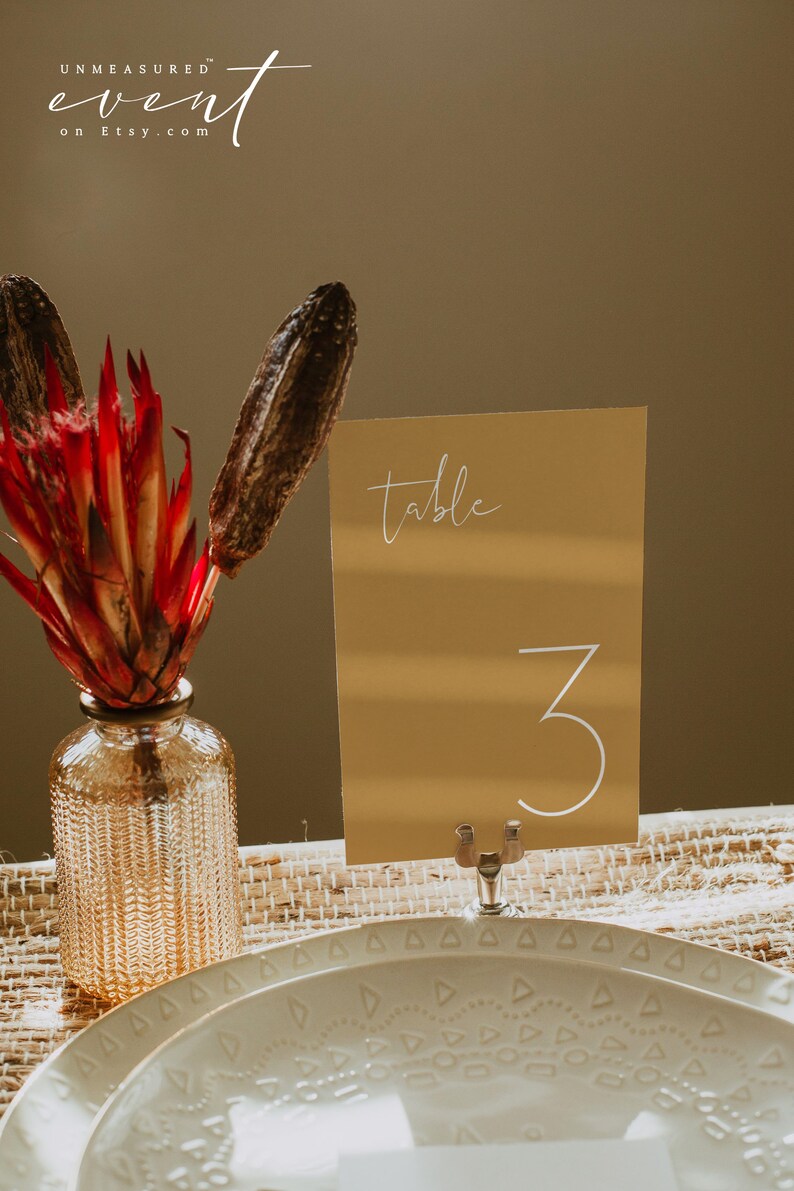 CORIANDER Modern Bohemian Table Numbers Printable Mustard | Etsy