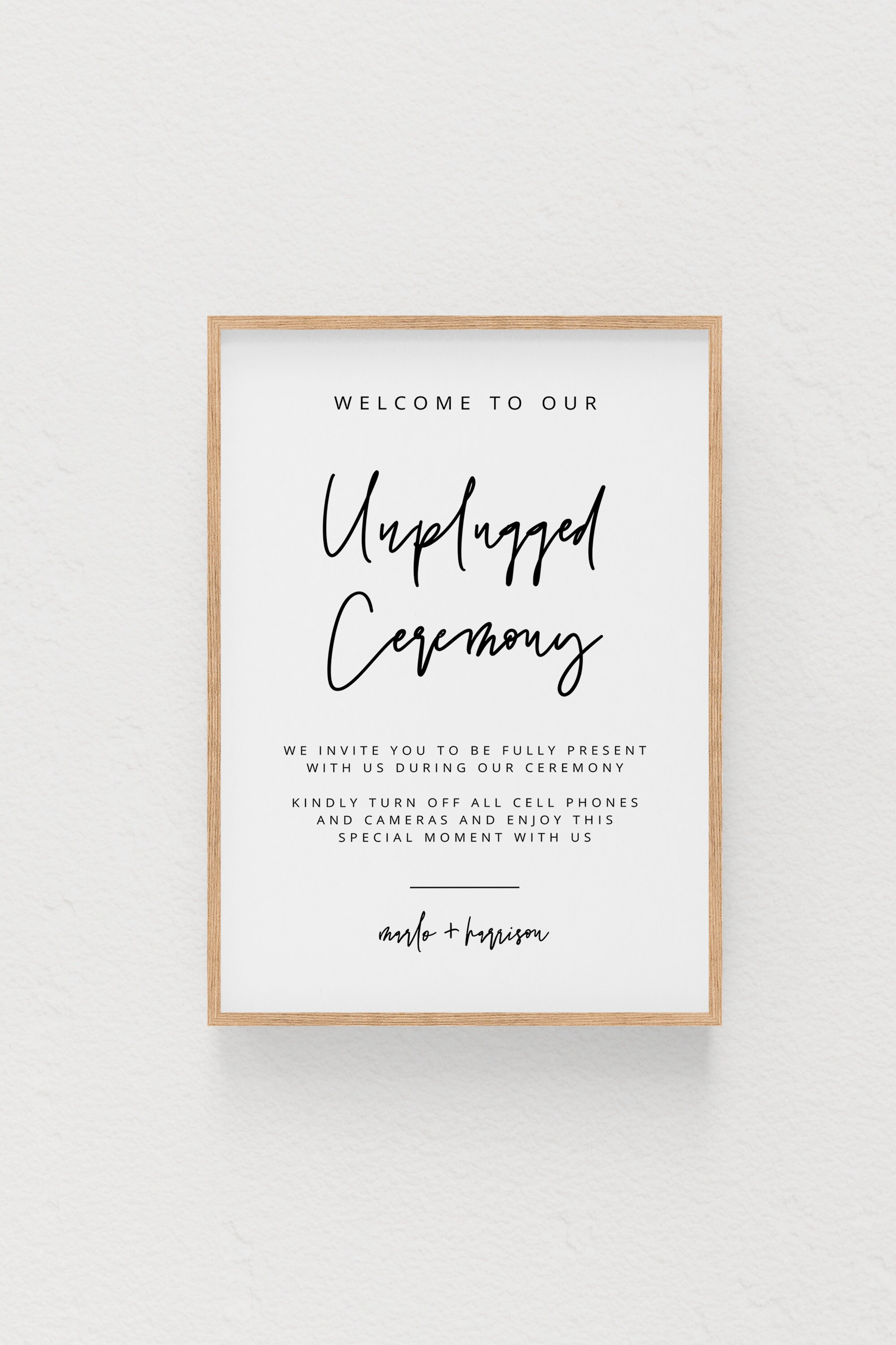 MARLO Contemporary Unplugged Ceremony Sign Template - Etsy