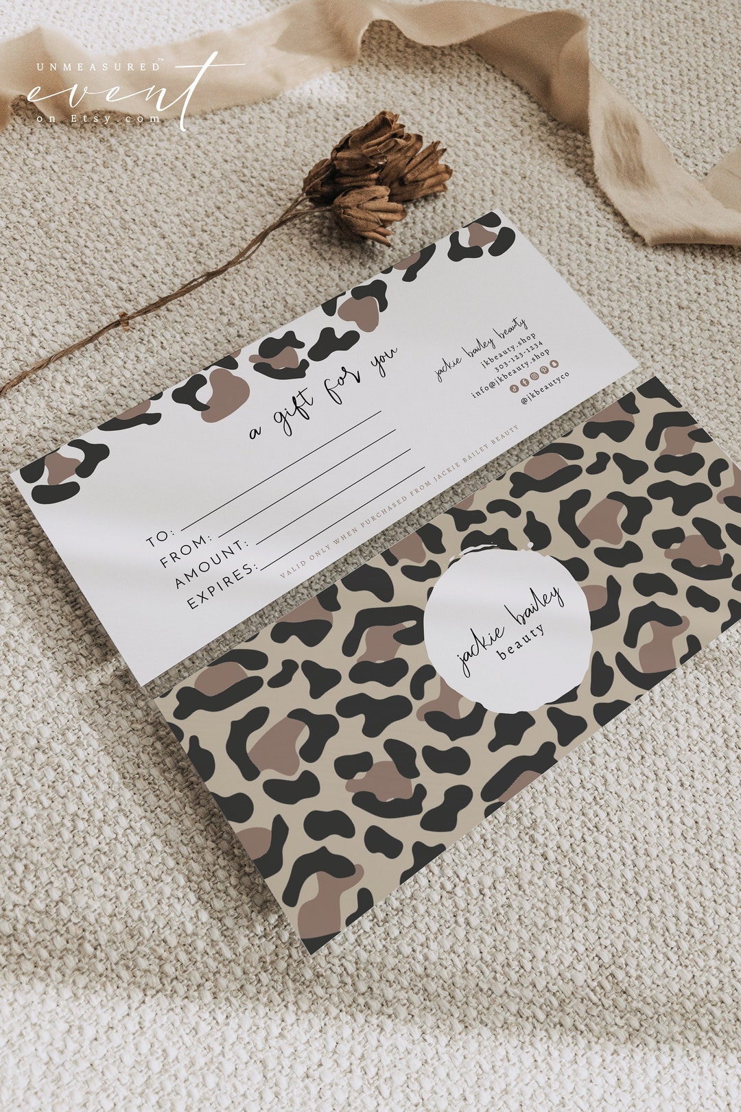 AUBREE Leopard Print Gift Certificate Template, Animal Print Printable ...