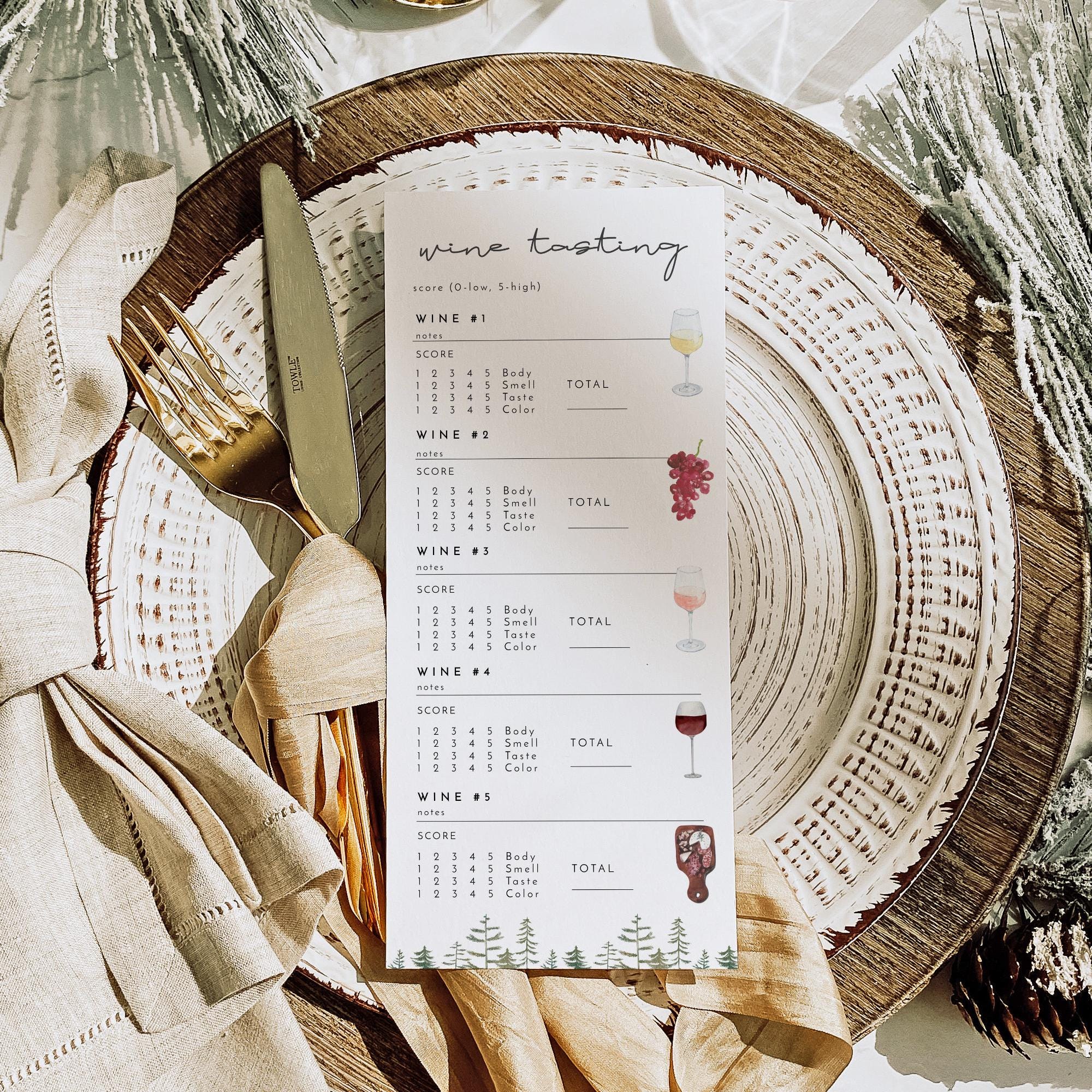 TIMBER Wine Tasting Cards, Wine Tasting Score Card, Wine Tasting ...