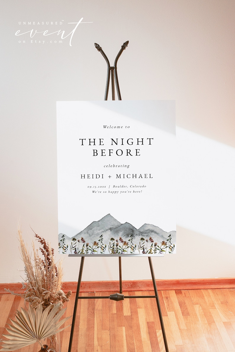 HEIDI Mountain Rehearsal Dinner Welcome Sign Template, Wildflower the ...