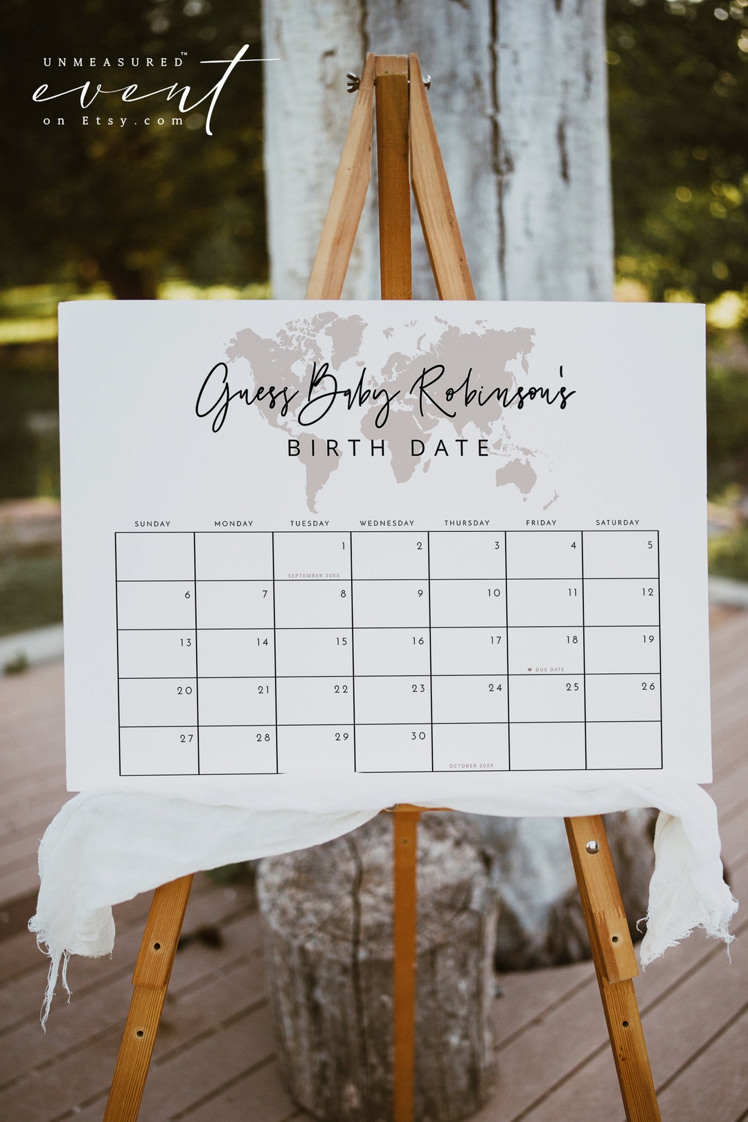 QUINN Adventure Due Date Prediction Calendar Template, Guess the Baby ...