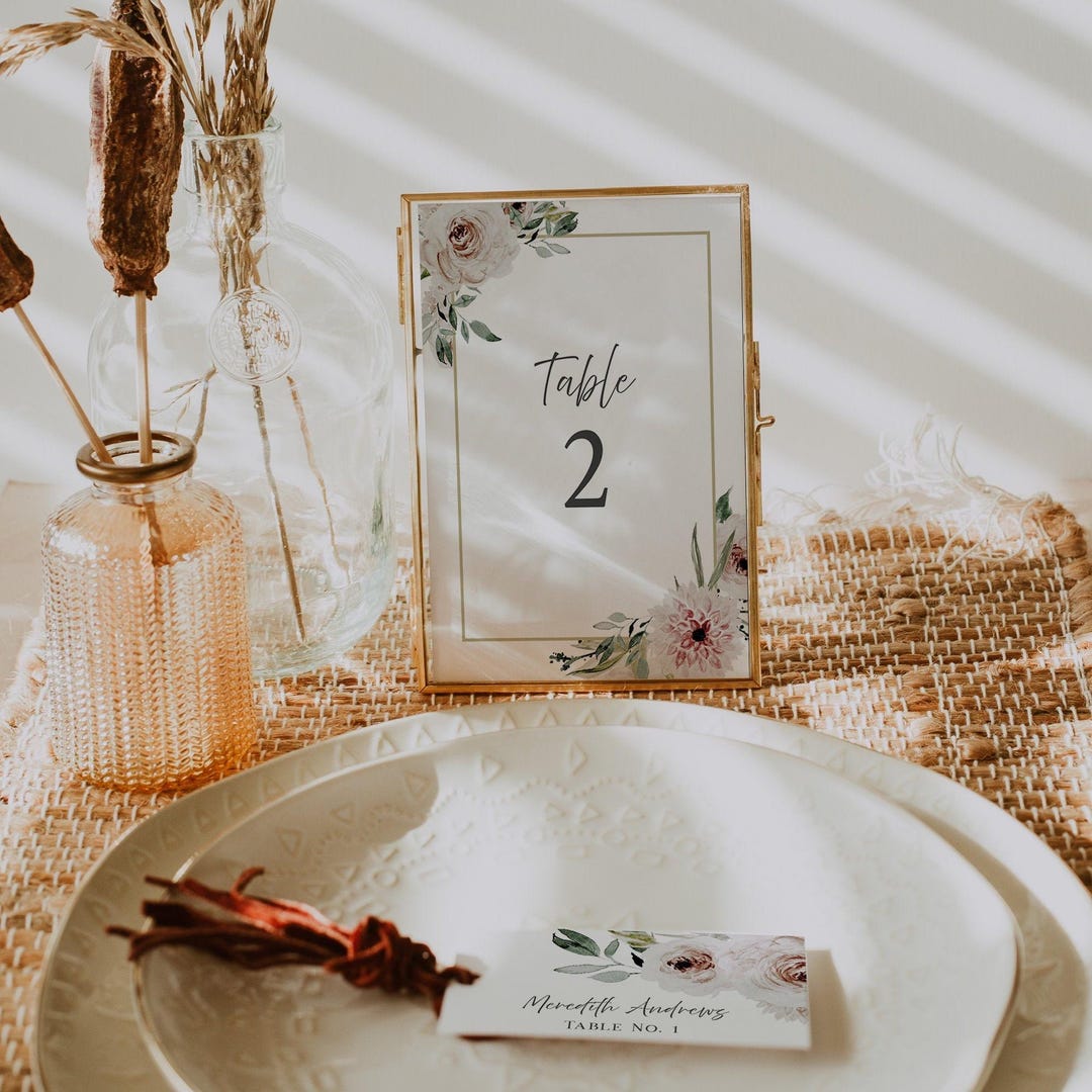 Dusty Rose Wedding Table Number Template, Blush Wedding Table Numbers ...