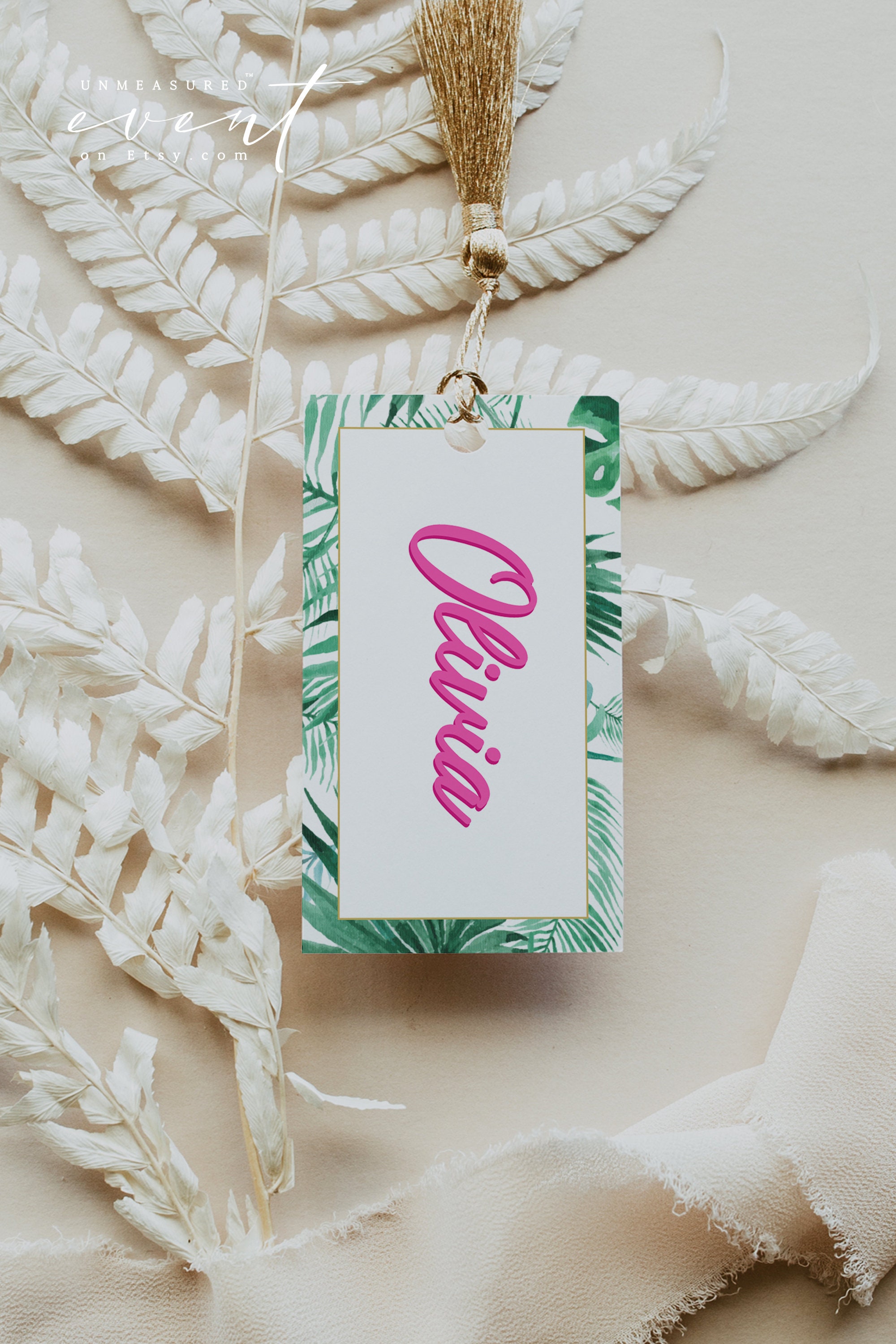 BARB Tropical Bridesmaid Name Tag Template Malibu Themed | Etsy