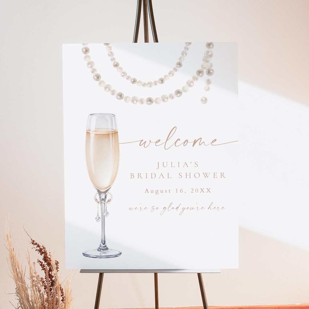JULIA Pearls and Prosecco Bridal Shower Welcome Sign Template ...