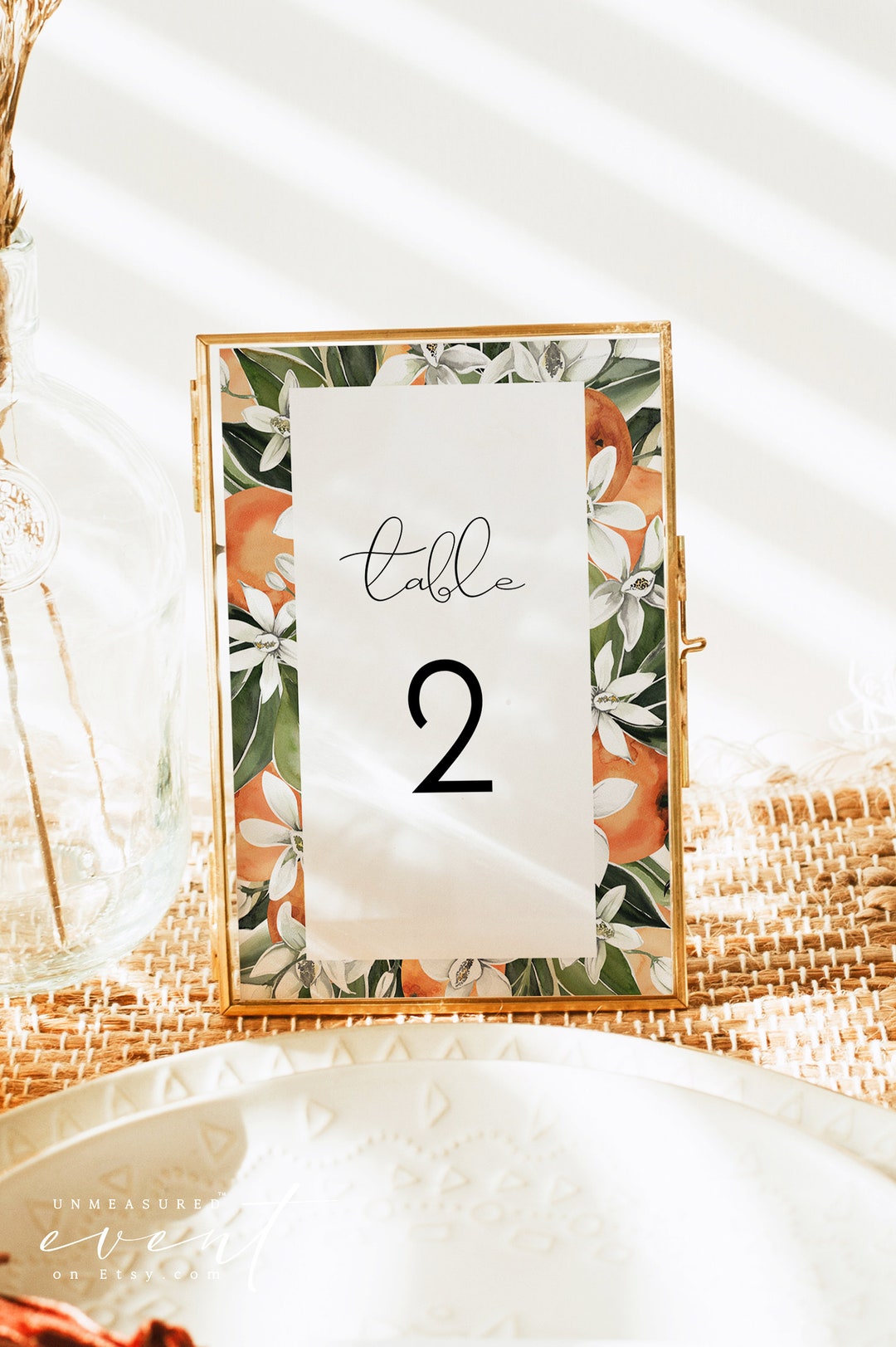 Orange Table Number Template, Citrus Table Number Printable, Clementine ...