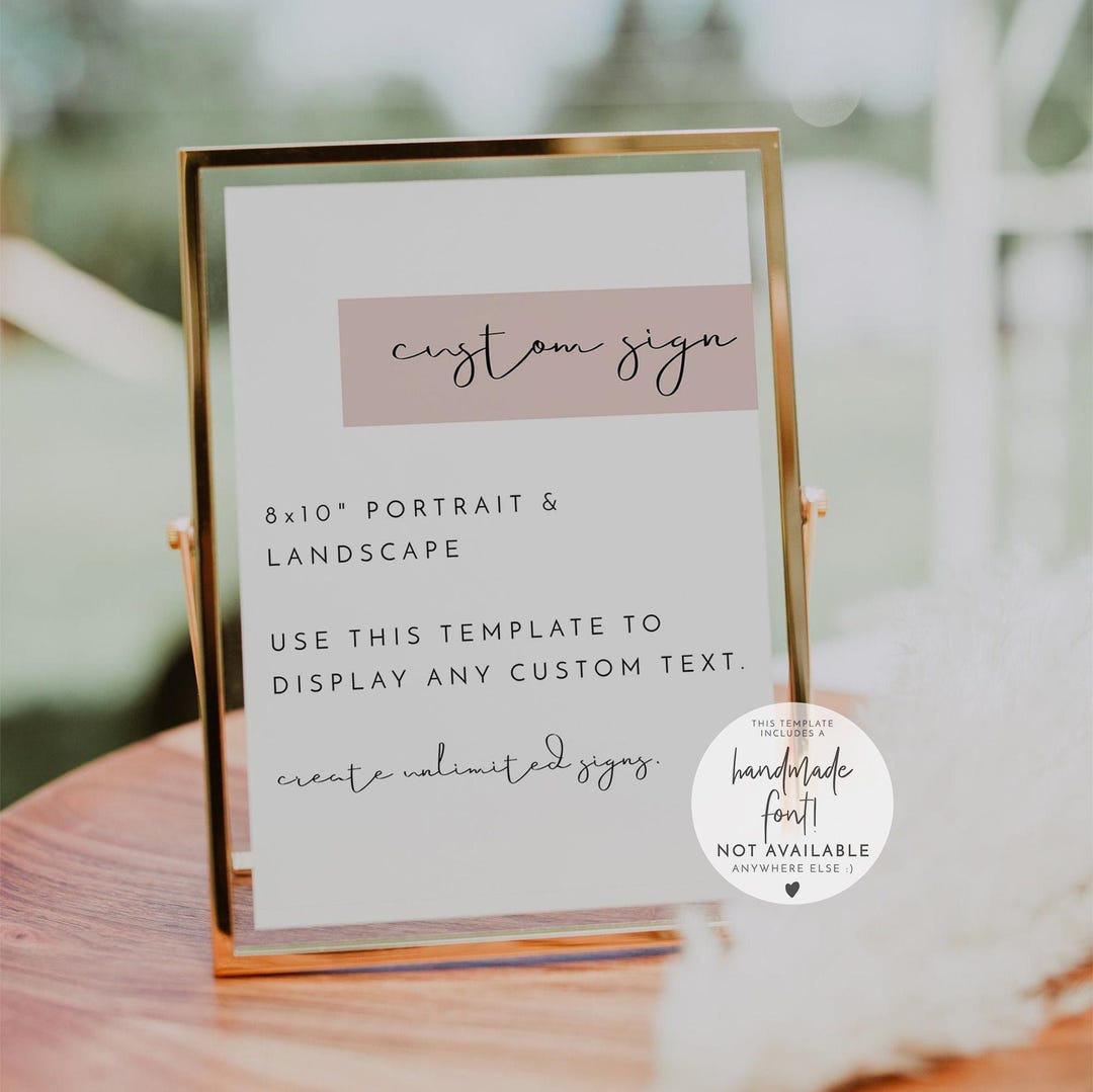 Blush Custom 8x10" Sign Template, Mauve Wedding Signage Printable ...