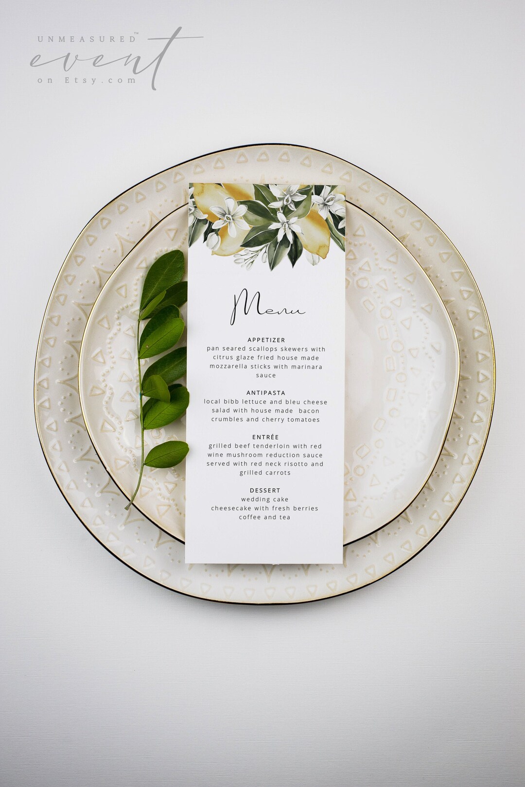 DAHLIA Lemon Menu Template, Citrus Menu Printable, Lemon Themed Wedding ...