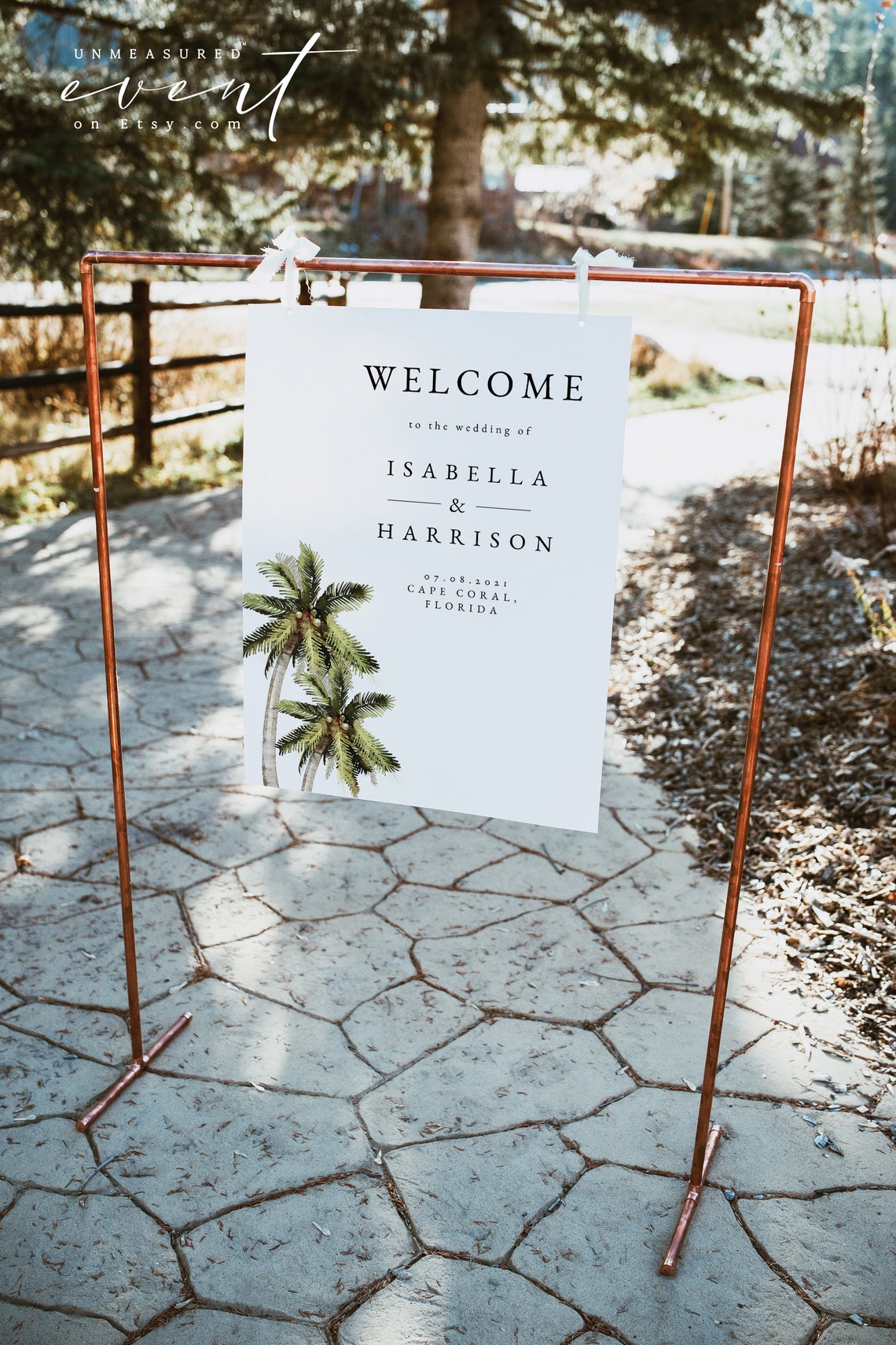 MONA Tropical Wedding Welcome Sign Template, Palm Tree Wedding Welcome ...