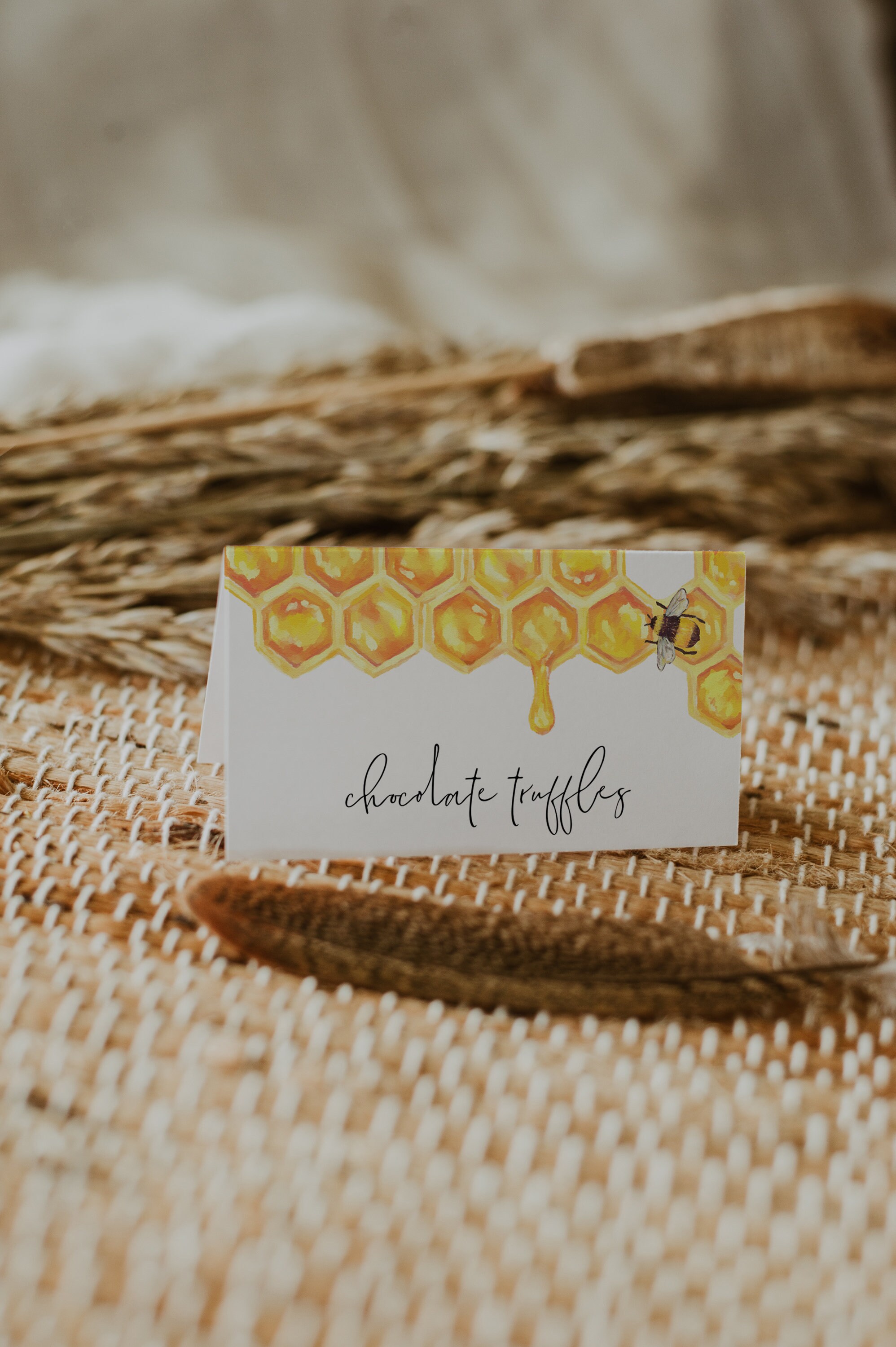 ROMY Bumble Bee Food Label Template Honeycomb Buffet Food | Etsy