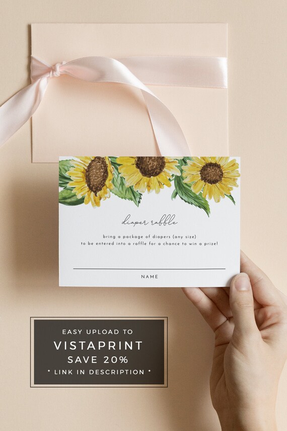 EMMA Sunflower Diaper Raffle Card Template Sunflower Baby | Etsy