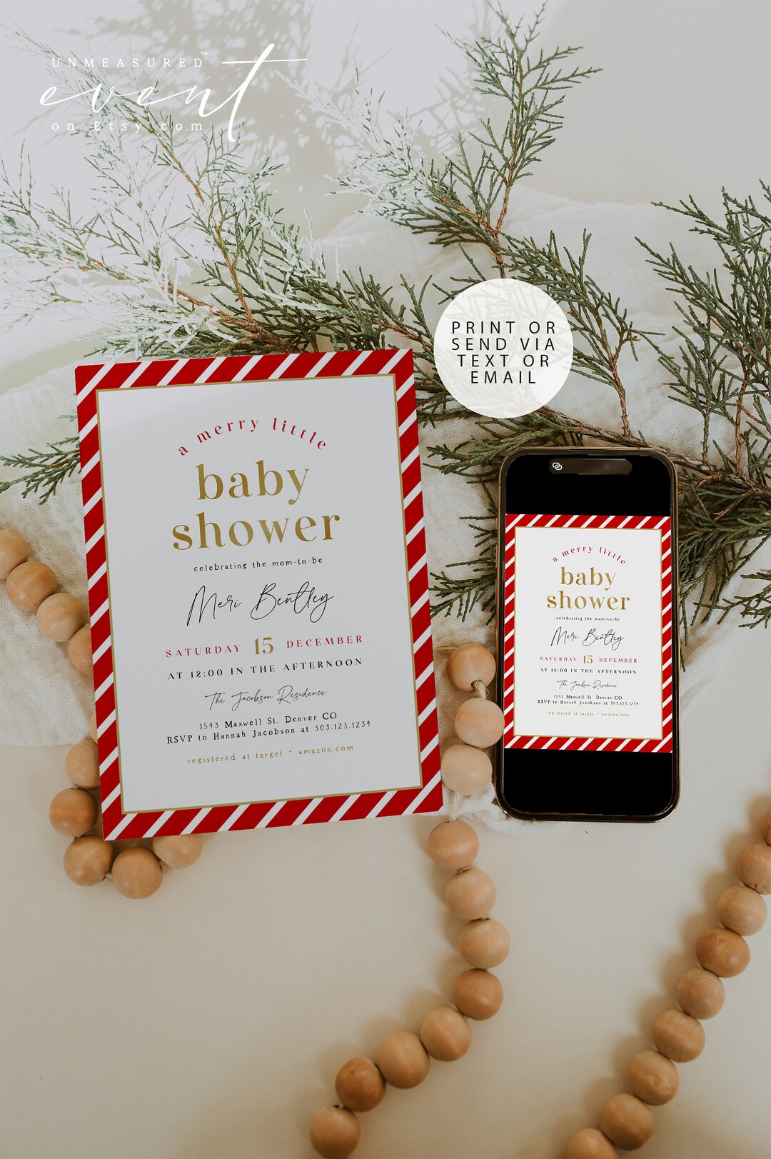 MERI Printable Christmas Baby Shower Invitation A Merry Little Baby ...