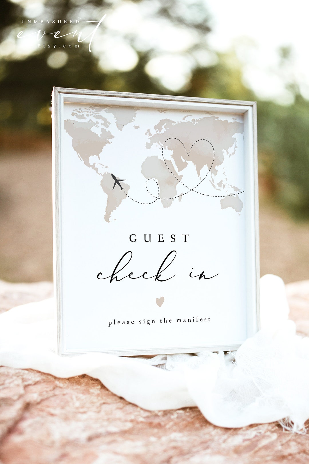 World Map Guest Check in Sign Template Airplane Birthday Party Signage ...