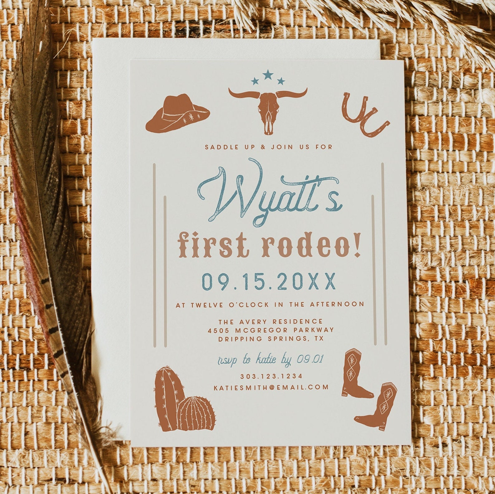 First Rodeo Birthday Invitation, Cowboy Birthday Invitation, Southwest ...
