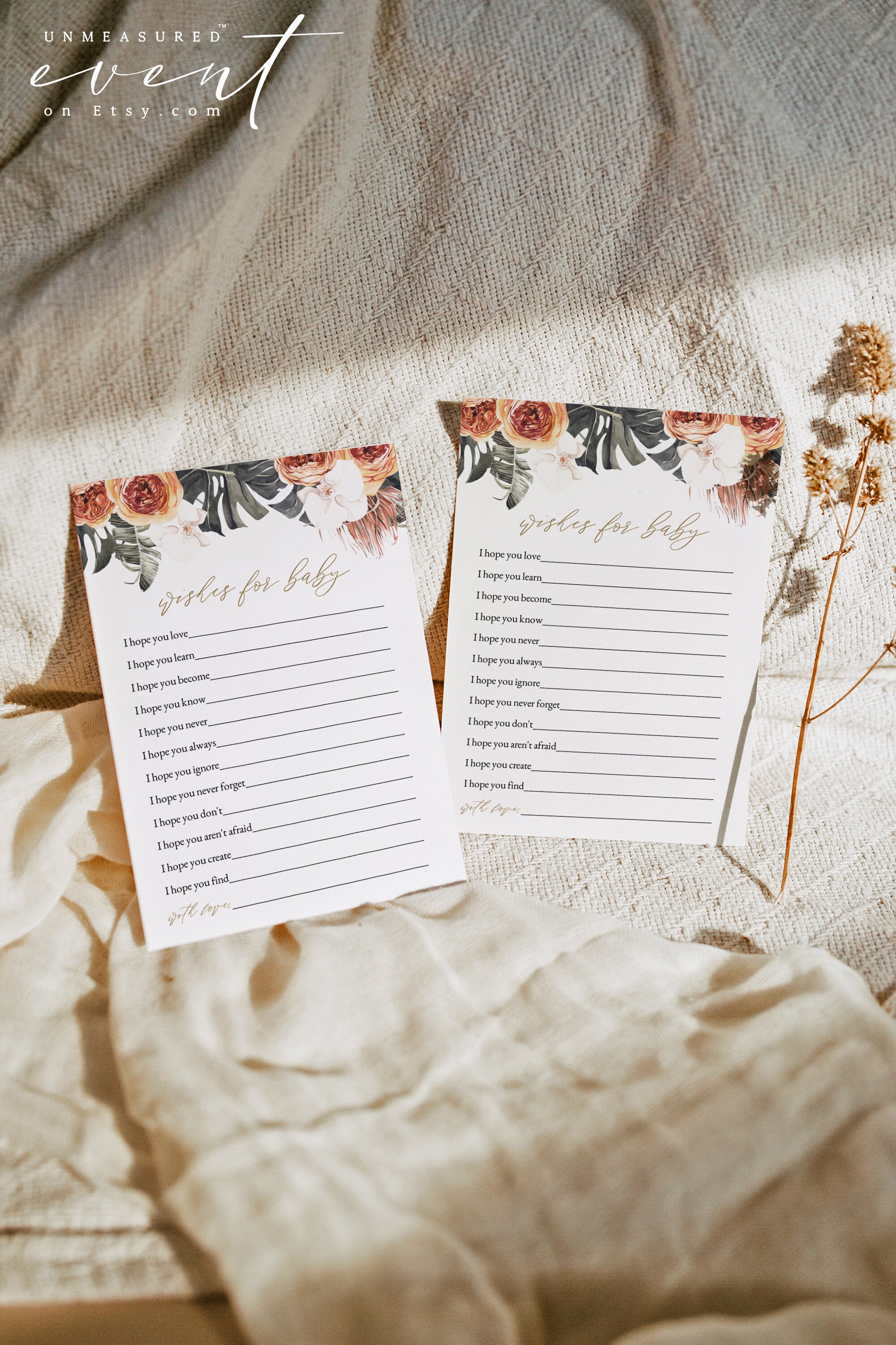 KINSLEY Wishes for Baby Card Printable Burnt Orange Baby - Etsy