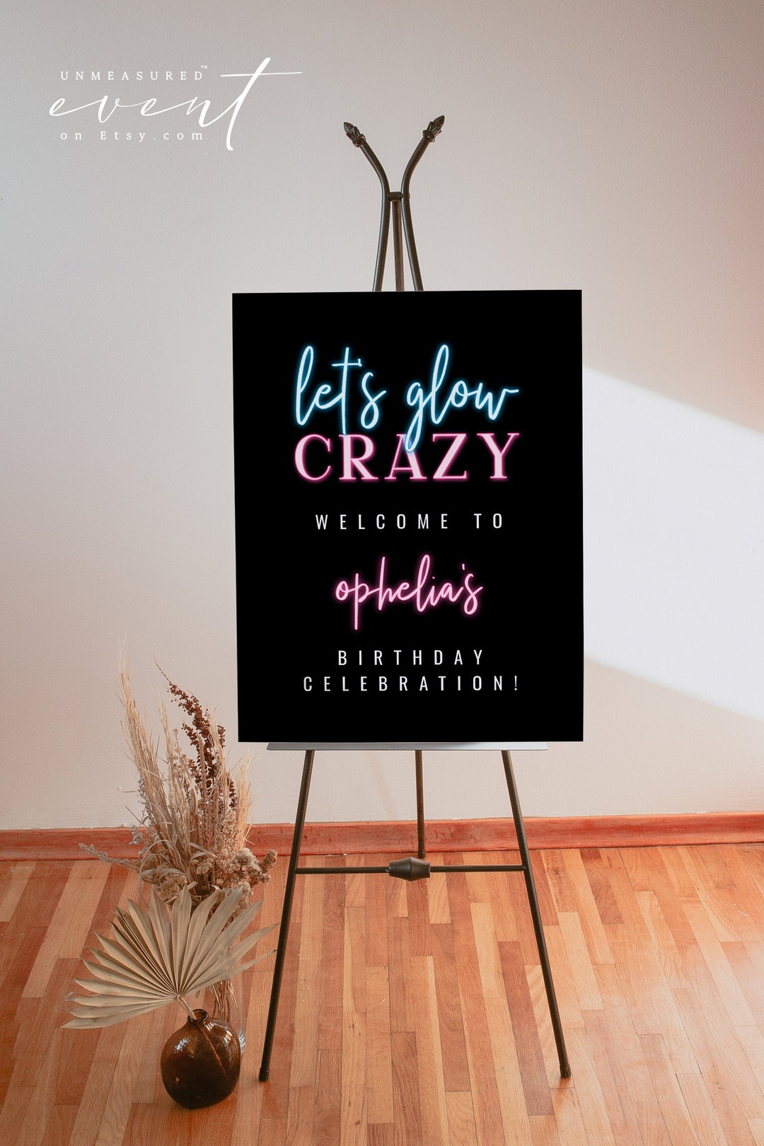 LOLA Glow Party Welcome Sign Template, Let's Glow Crazy Welcome Sign ...
