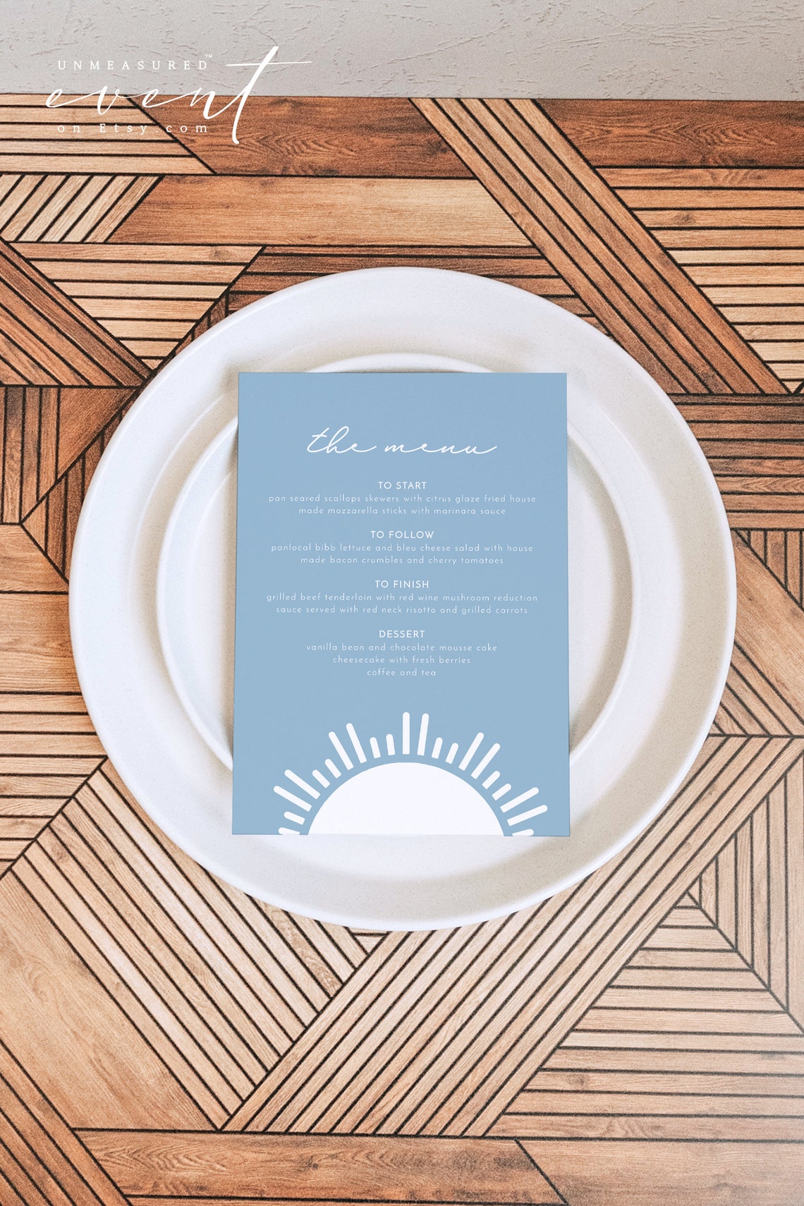 OCEANSIDE Light Blue Sun Ocean Themed Menu Card Printable - Etsy