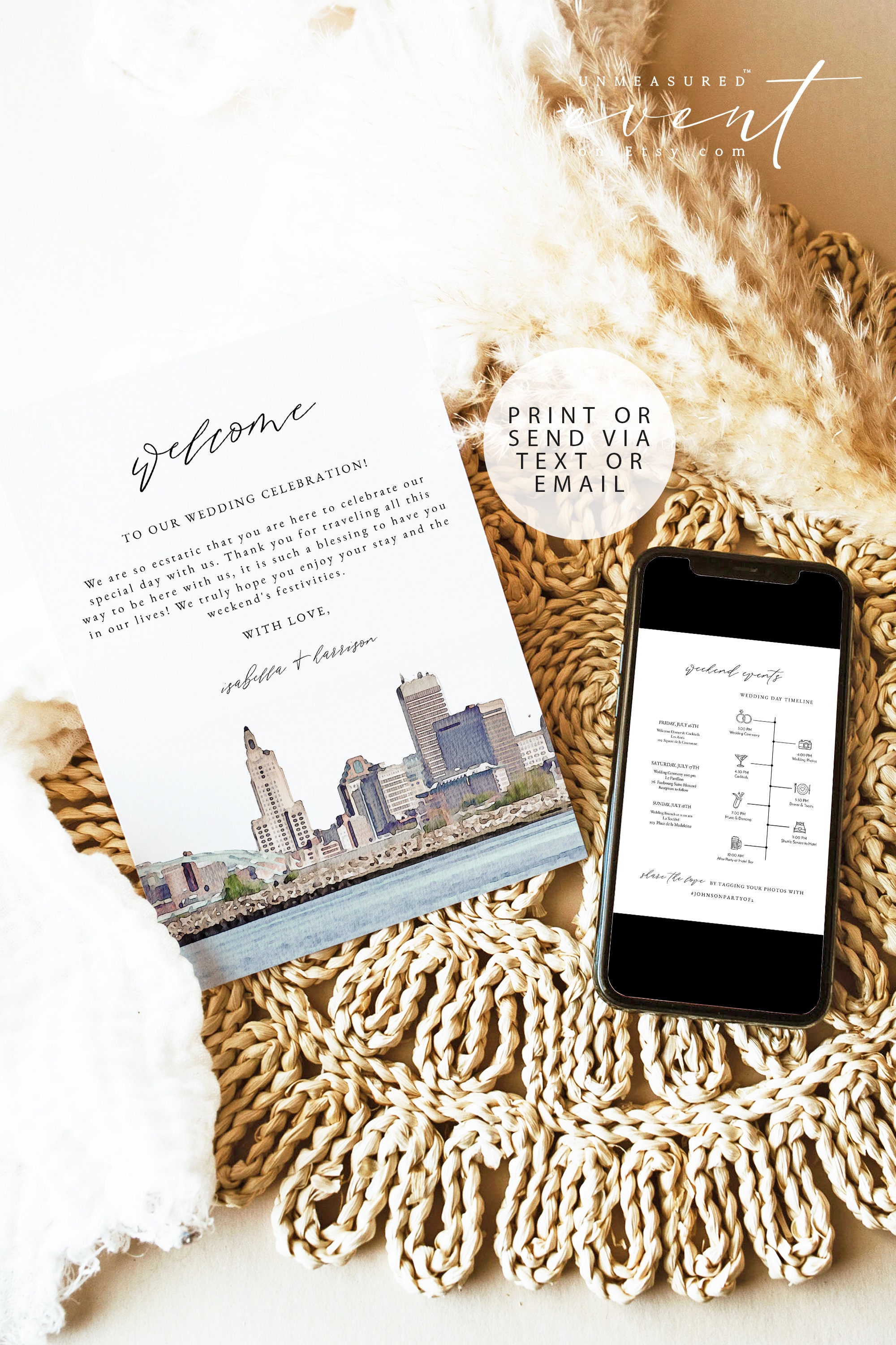 PROVIDENCE Wedding Welcome Letter Template, Rhode Island Skyline ...