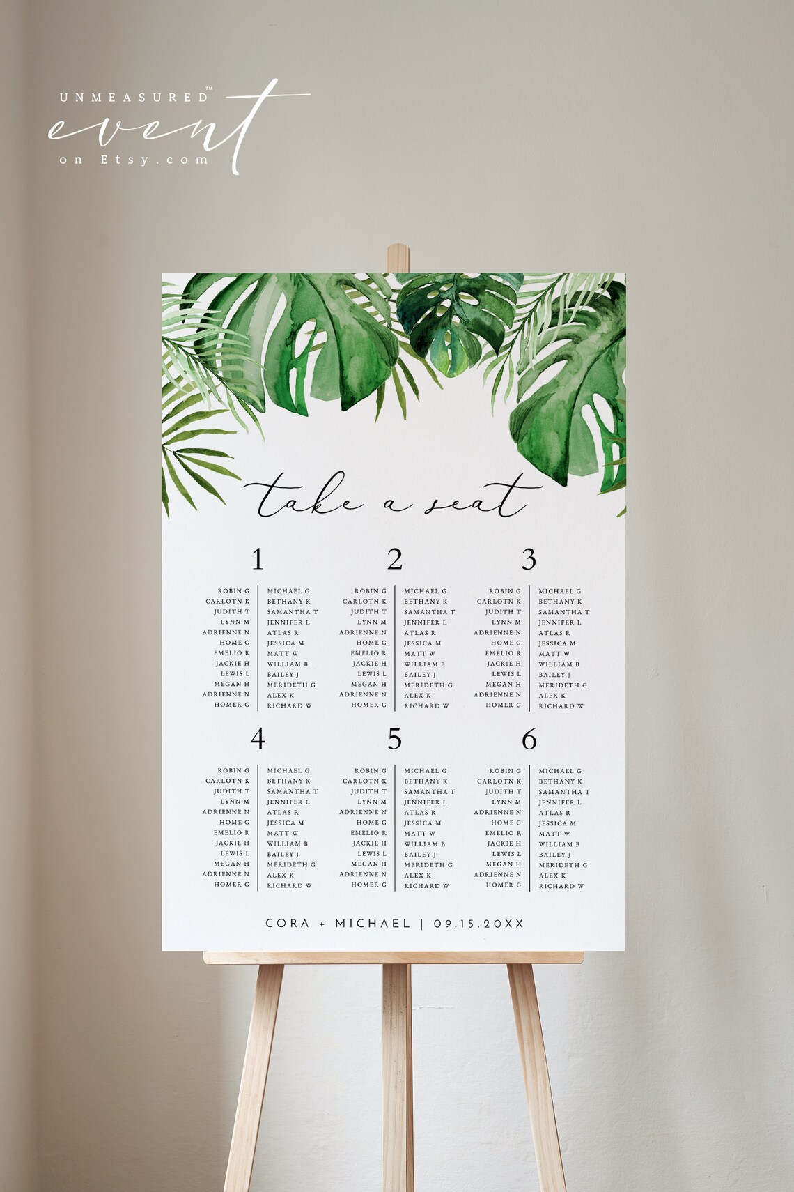 Tropical Banquet Seating Chart Template, Wedding Seating Chart ...