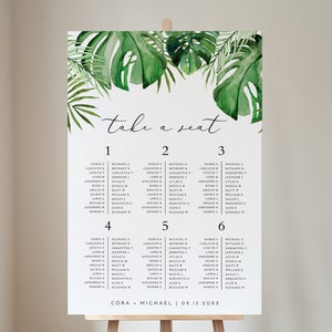 Tropical Banquet Seating Chart Template, Wedding Seating Chart ...