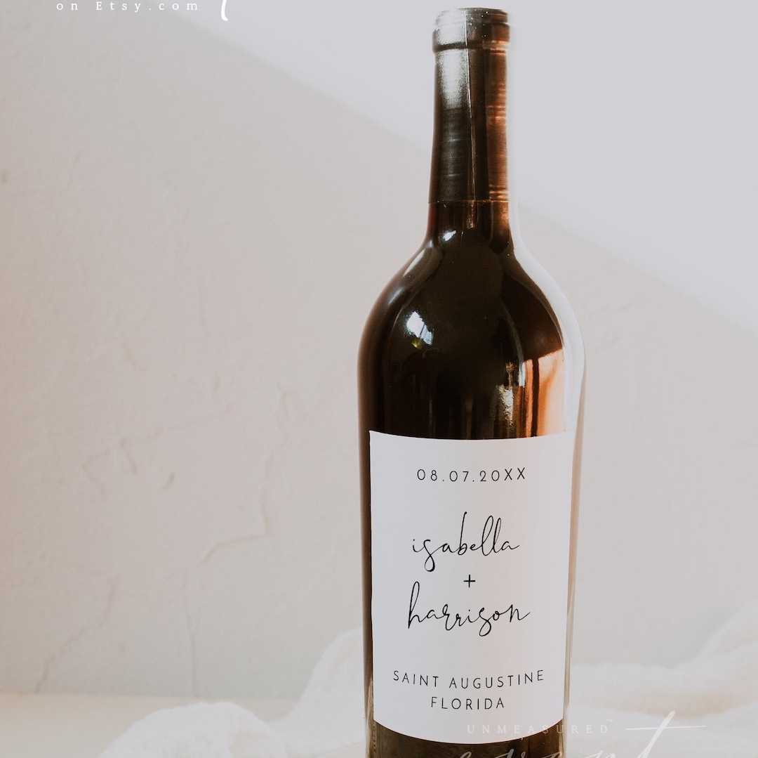 Minimalist Wedding Wine Label Template, Wine Labels Wedding, Editable ...