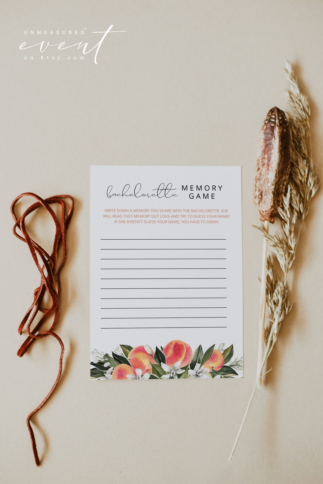 SAVANNAH Bachelorette Memory Game Printable, Peach Bachelorette Games ...