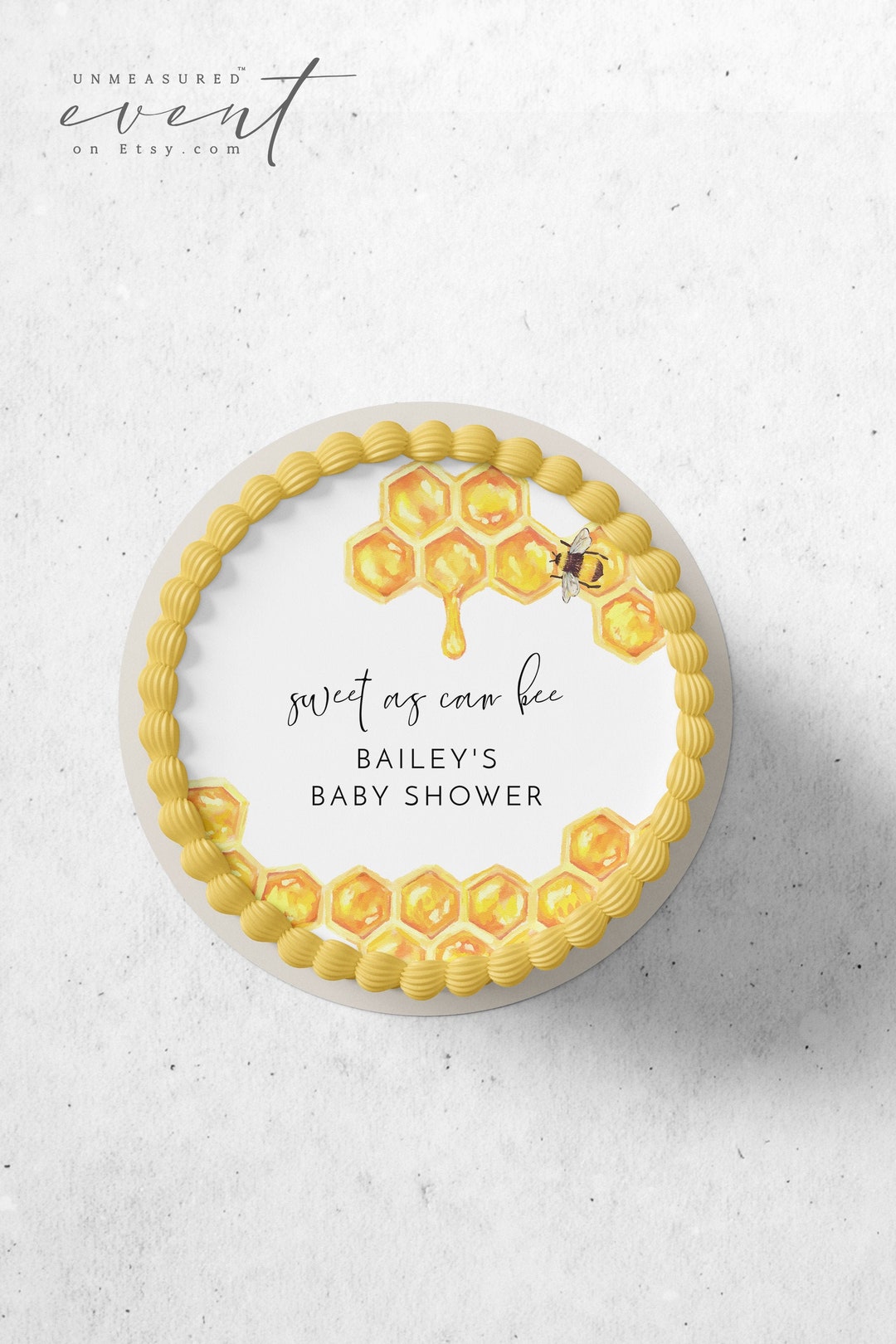 Bee Cake Topper TEMPLATE, Printable Baby Shower Cake Topper, Honeycomb ...