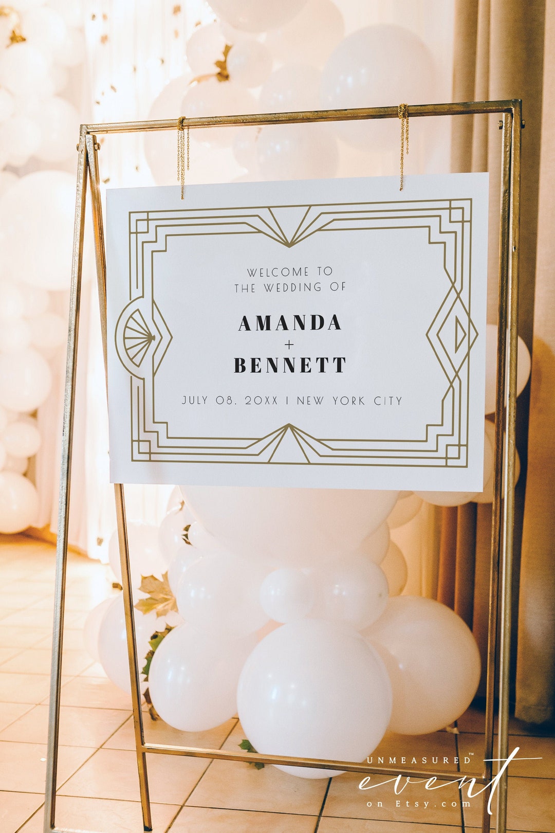 DAISY Art Deco Wedding Welcome Sign Template, Printable Wedding Welcome ...