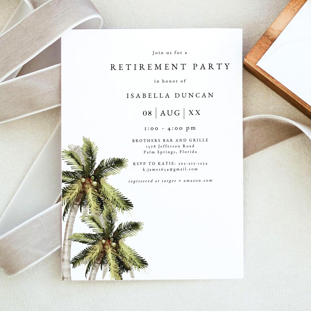 MONA Retirement Party Invitation Printable, Tropical Retirement Party ...
