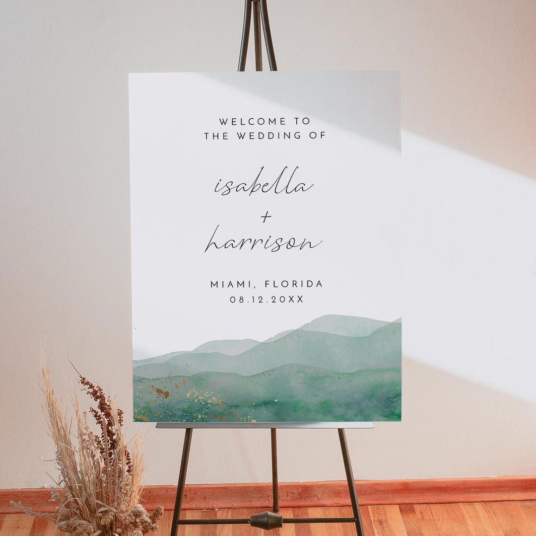 Tropical Welcome Sign Template, Printable Beach Wedding Welcome Poster ...