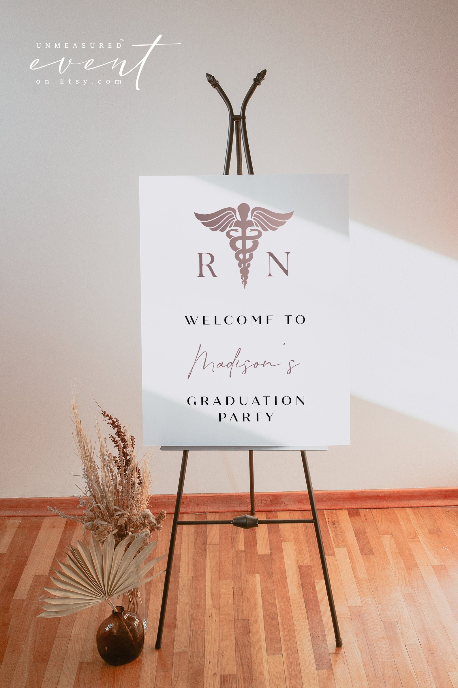 MAEVE Nurse Graduation Party Welcome Sign Template Rose Gold - Etsy