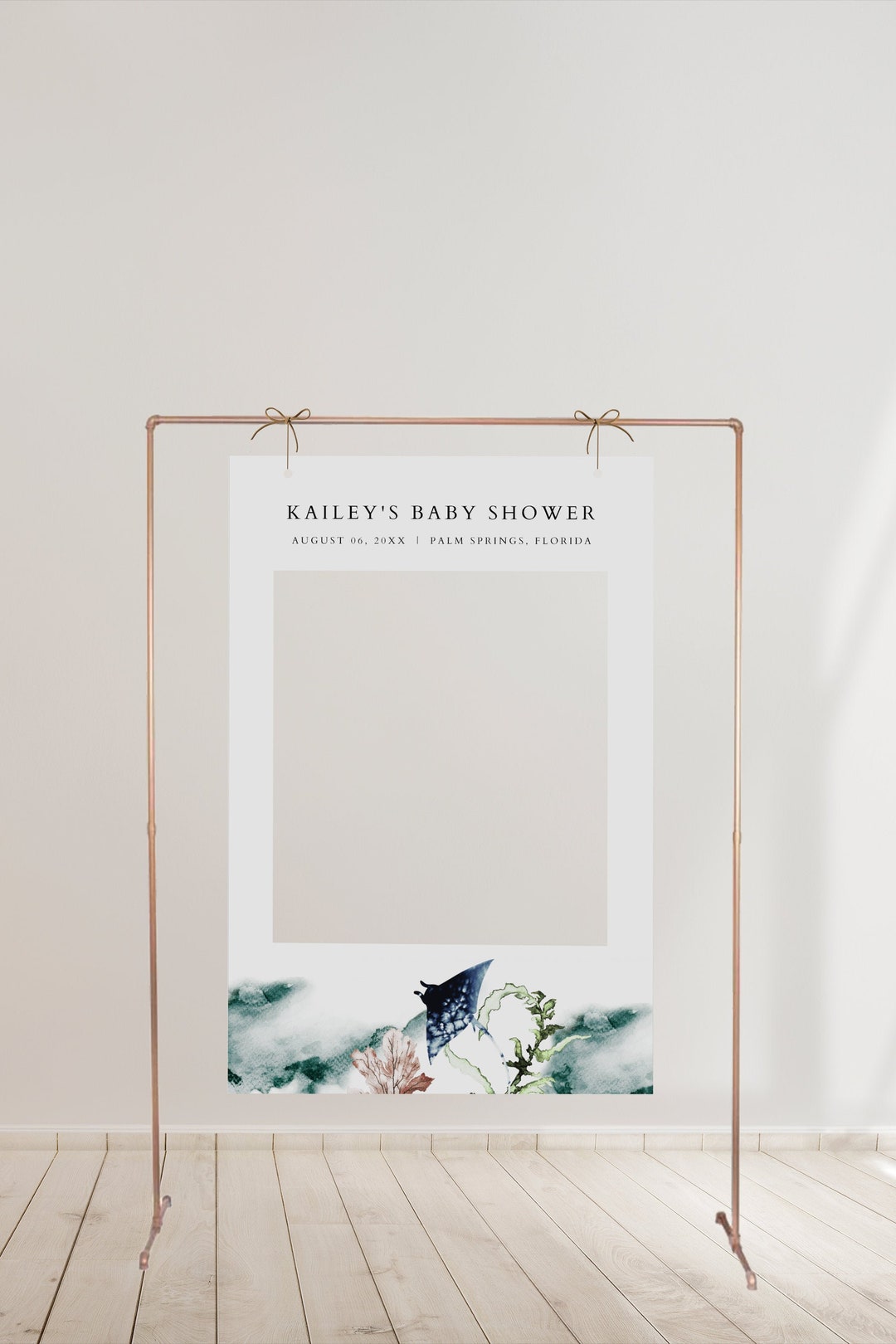 ARIEL Tropical Photo Prop Frame Template, Beach Baby Shower Photo Frame ...