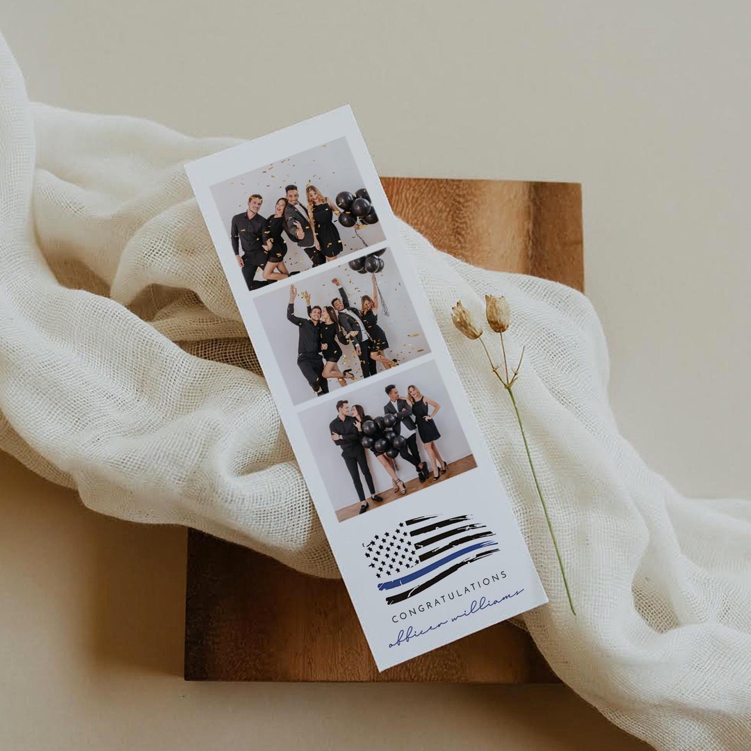 Photo Booth Cards, Photo Booth Strip Frame, Thin Blue Line Photo Booth ...