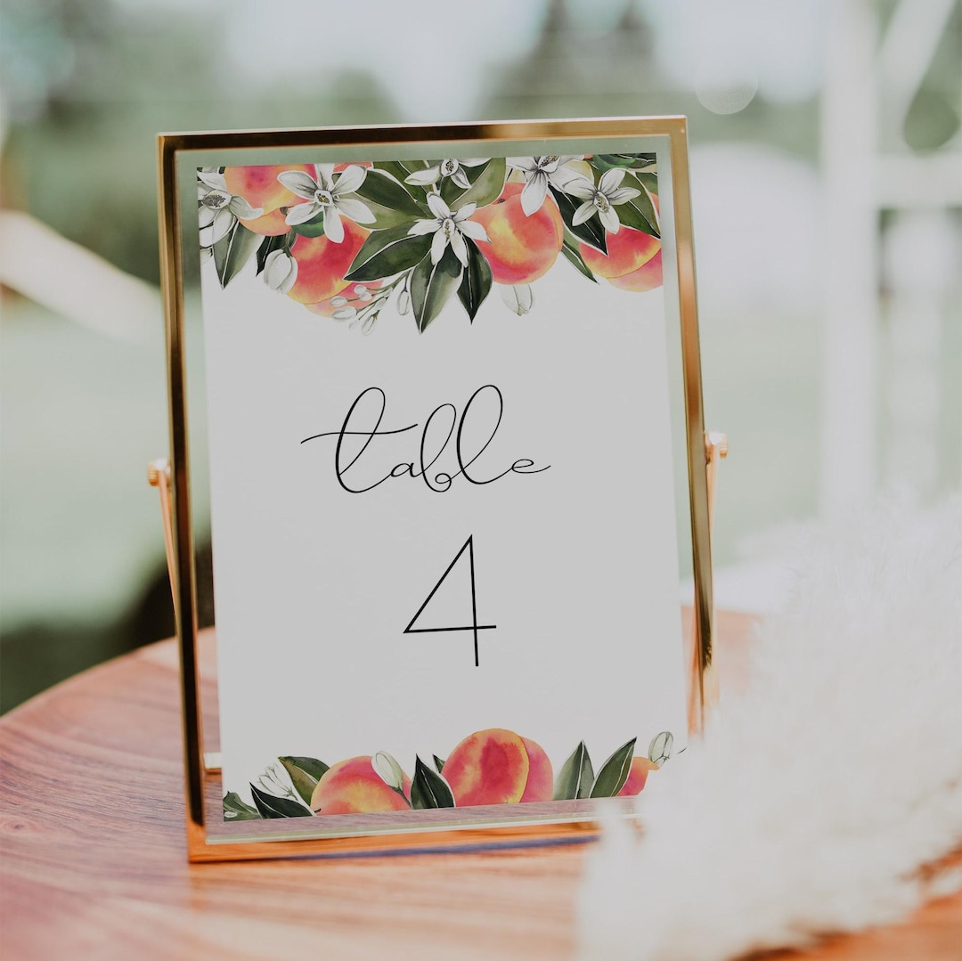 SAVANNAH Peach Table Number Template, Printable Little Peach Table ...