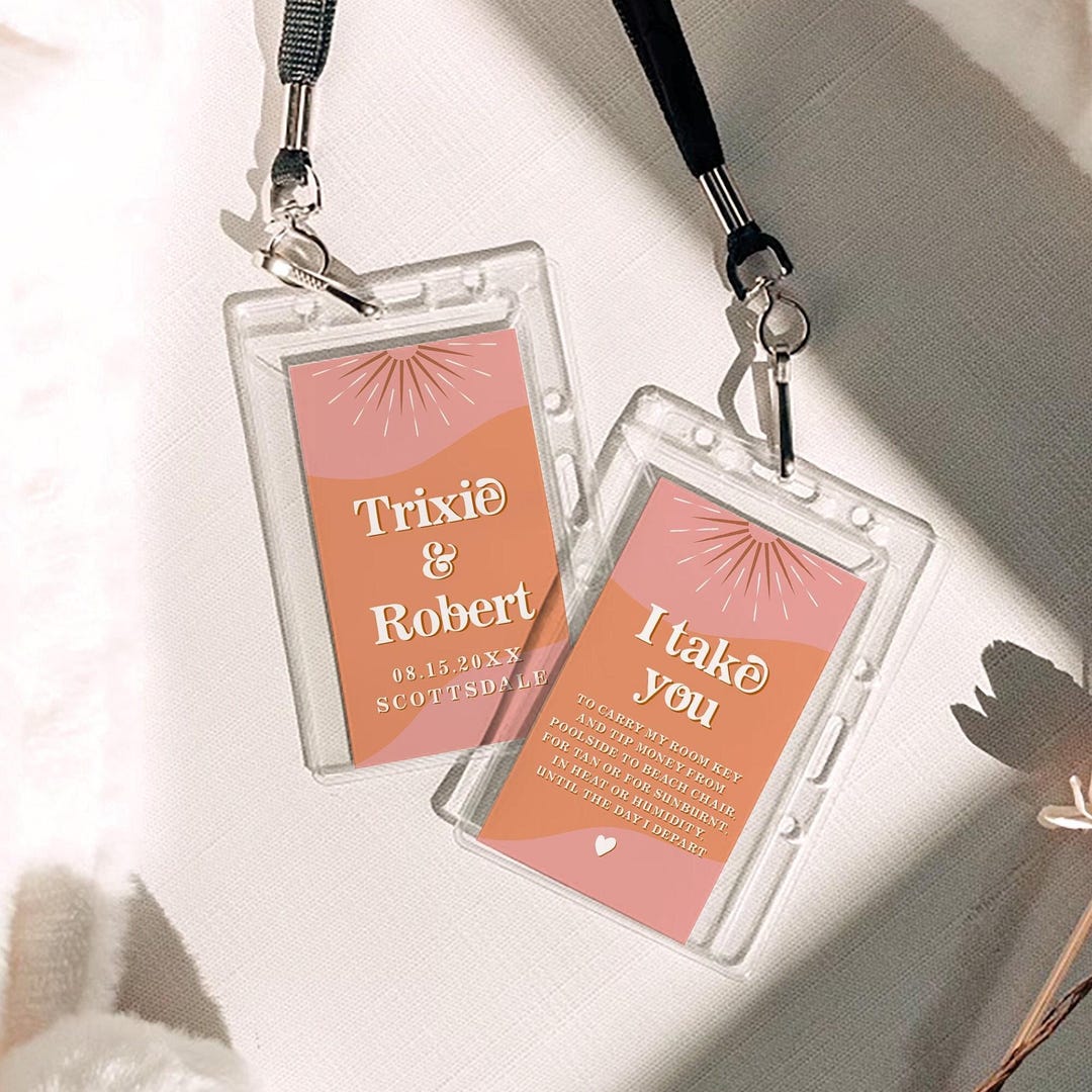 Room Key Card Tag Template, Printable Boho Key Card Pocket Instant DIY ...