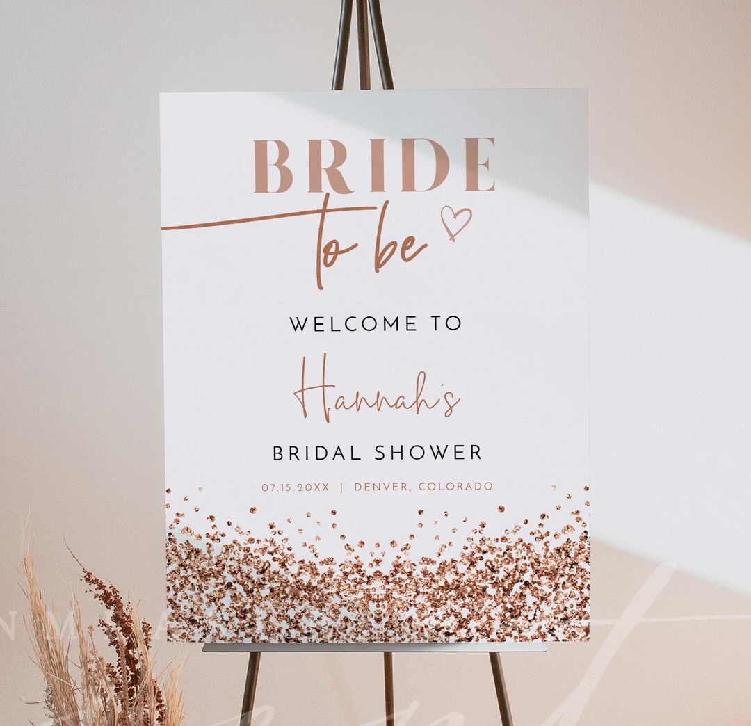Rose Gold Bridal Shower Welcome Sign Template, Printable Welcome Sign ...