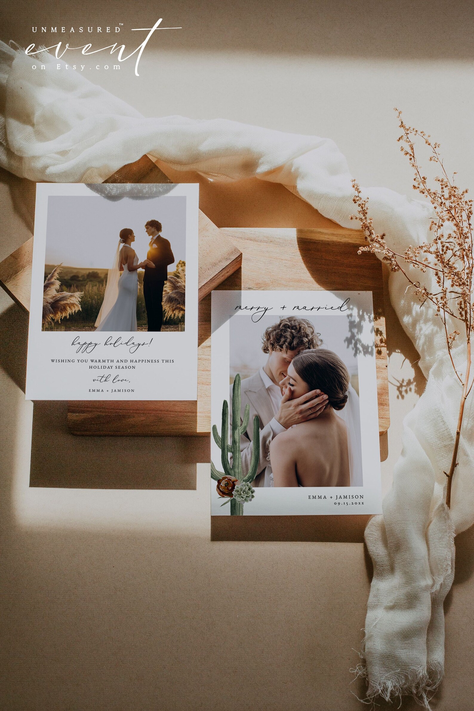 ELEANOR Terracotta Cactus Photo Christmas Card Template - Etsy