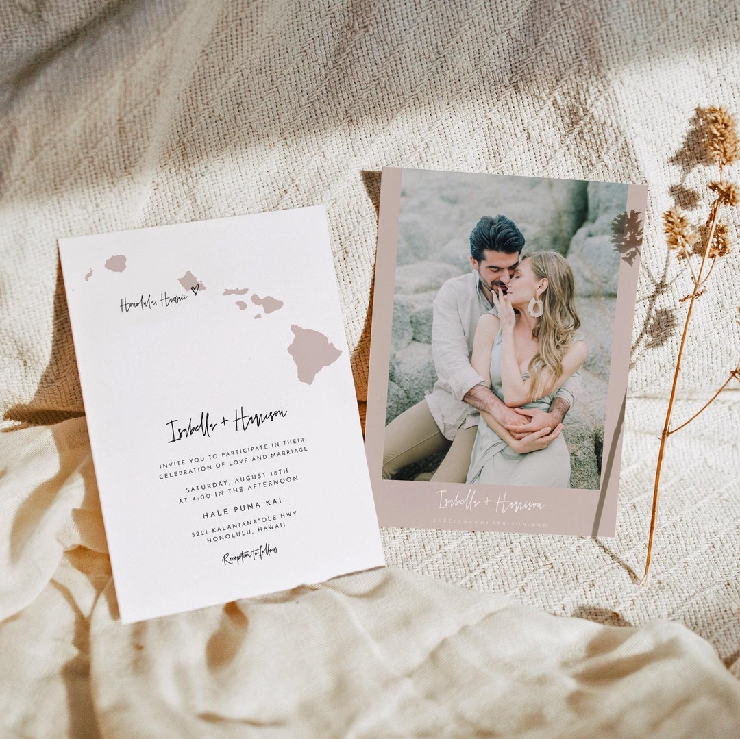 Hawaii Wedding Invitation Template, EDITABLE Hawaii Map Wedding Invite ...