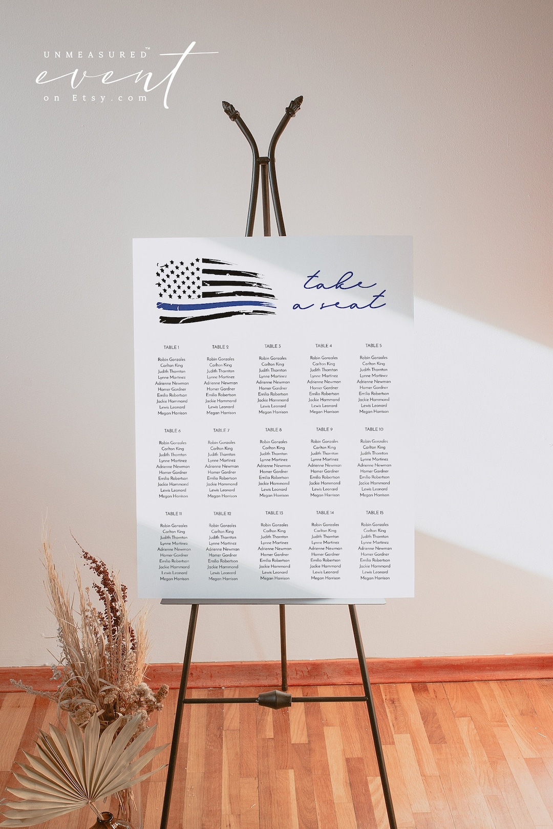 POLICE Seating Chart Template, Thin Blue Line Seating Chart Printable ...
