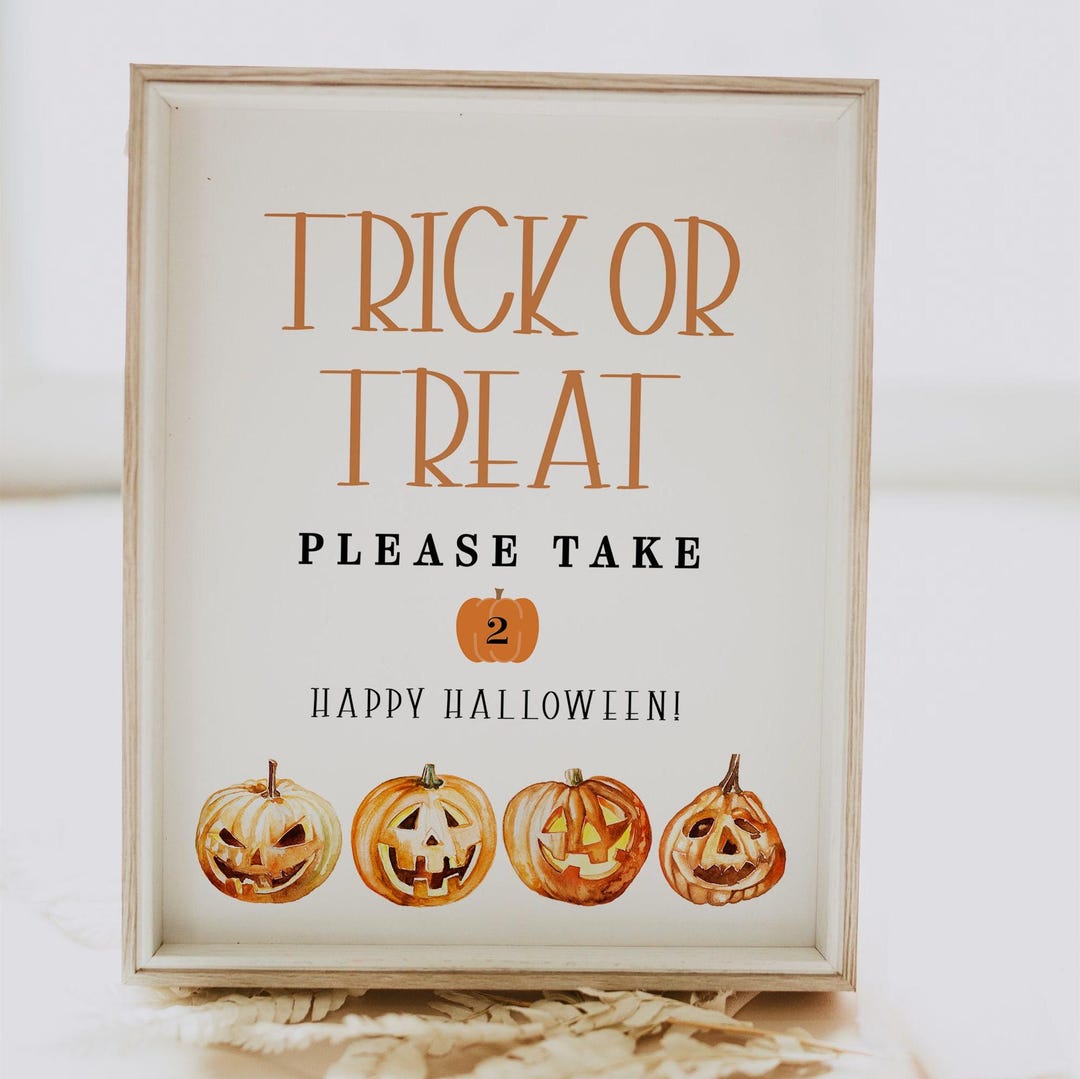 Trick or Treat Sign Template, Printable Trick or Treaters Sign, Please ...